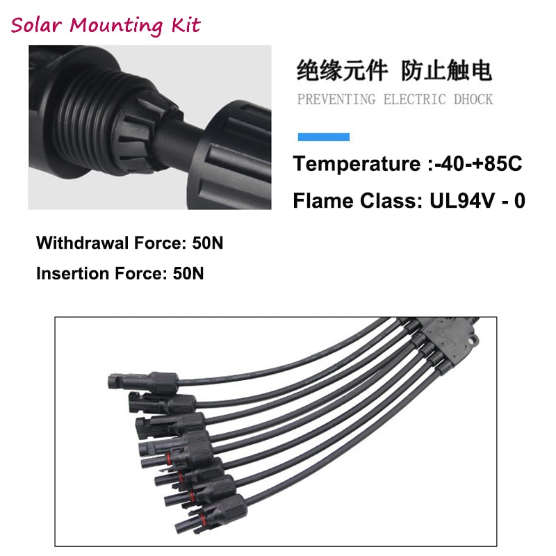 Conector solar tipo 1 a 4 con cable pv, conexión paralela, salida de ...