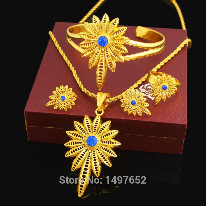 Stone Ethiopian Jewelry Sets 24K Gold Color Women ... – Grandado