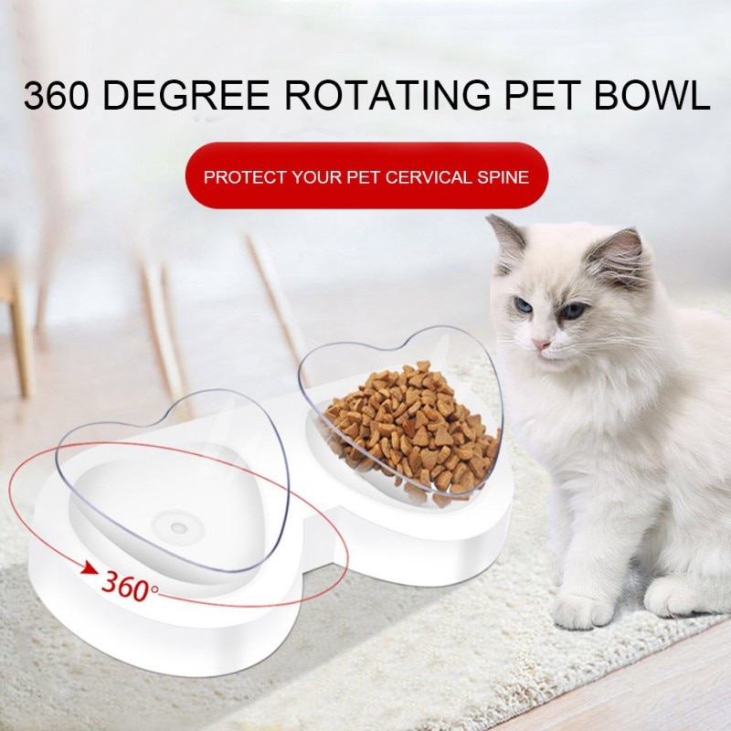 1PC Non-slip Double Cat Bowl Dog Bowl 360 Degree R... – Vicedeal