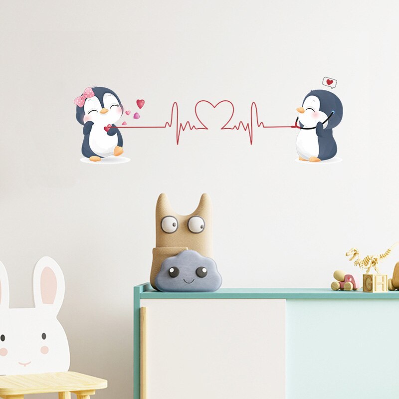Cute Couple Penguins Wall Sticker Living Room Bedr... – Grandado