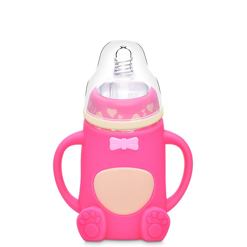 Baby Silicone Glass Bottles Newborn Cartoon Fall-p... – Grandado