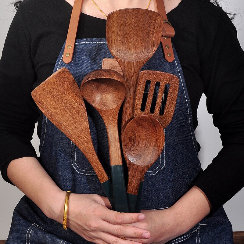 2022 Wooden Long-handled Spatula Wood Dark Green H... – Vicedeal