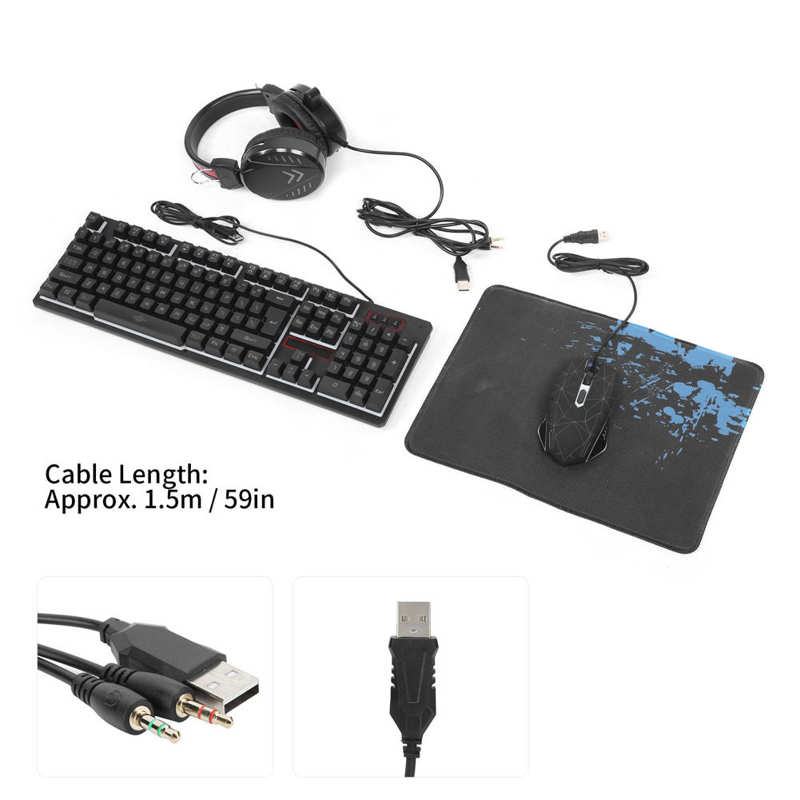 3Pcs Wired Keyboard Mouse Headset Set Gaming Backl... – Grandado
