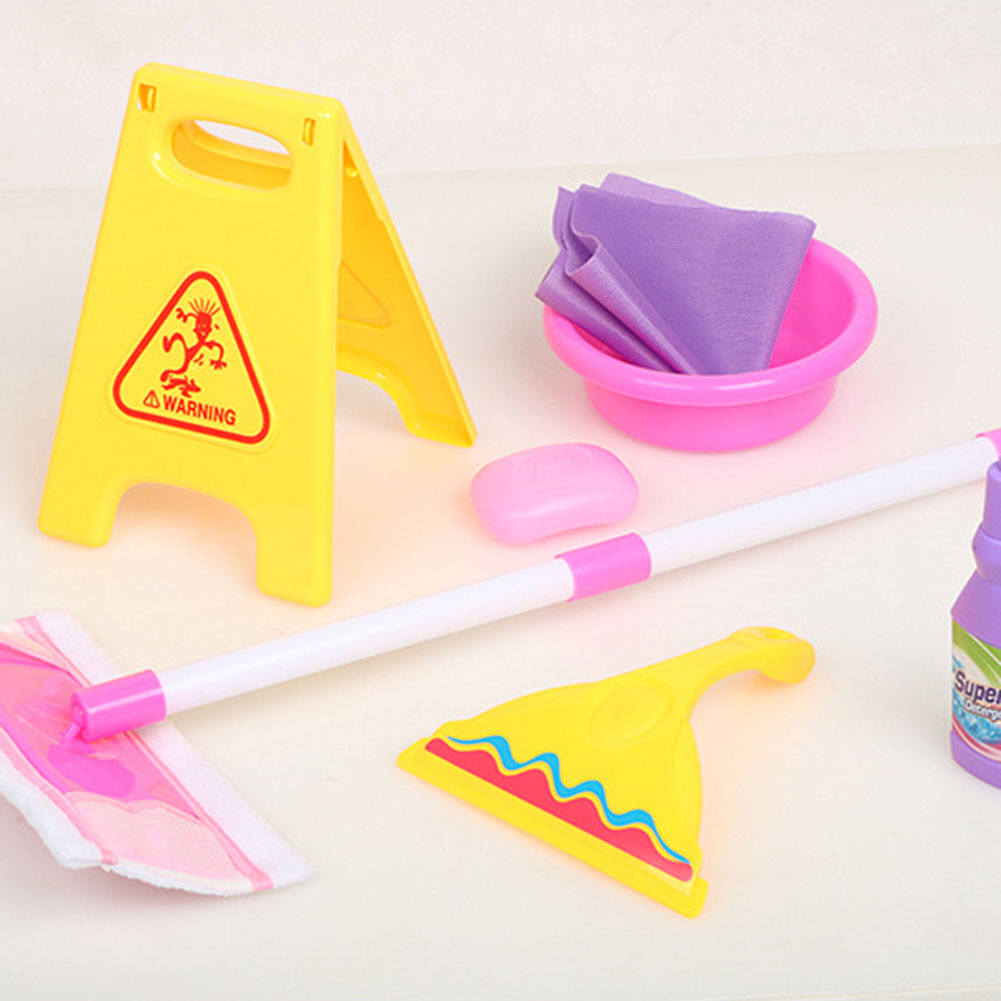 9Pcs/Set Mini Cleaning Tools Mop Caution Sign Buck... – Vicedeal