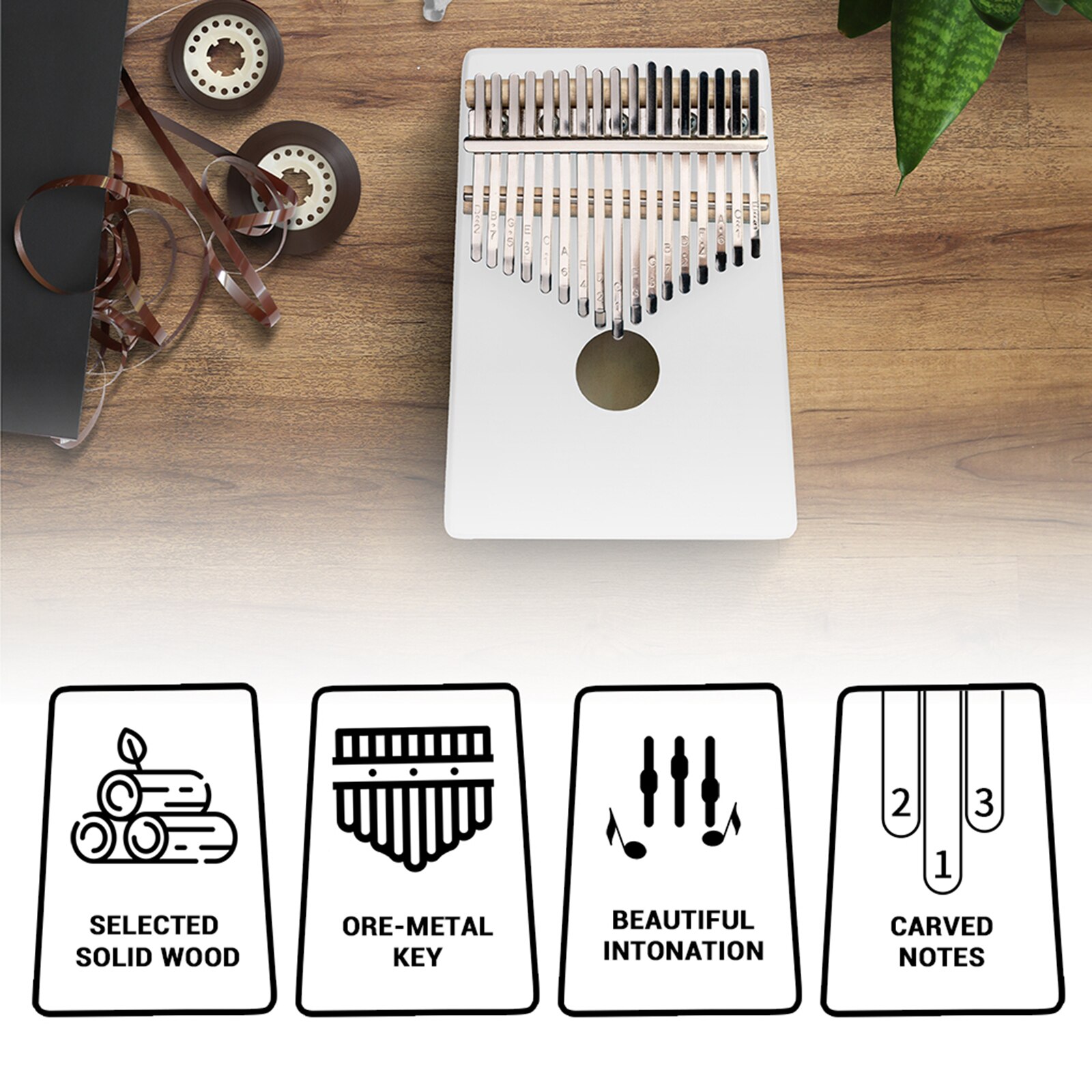 Kalimba 17 Keys Thumb Piano Maple Wood African Mbi... – Grandado