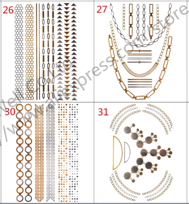 4pcs 32designs for choose 21x15cm Metallic tattoo ... – Grandado