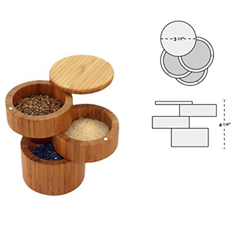 Three Layers Bamboo Salt Box Spice Box Salt Holder... – Grandado
