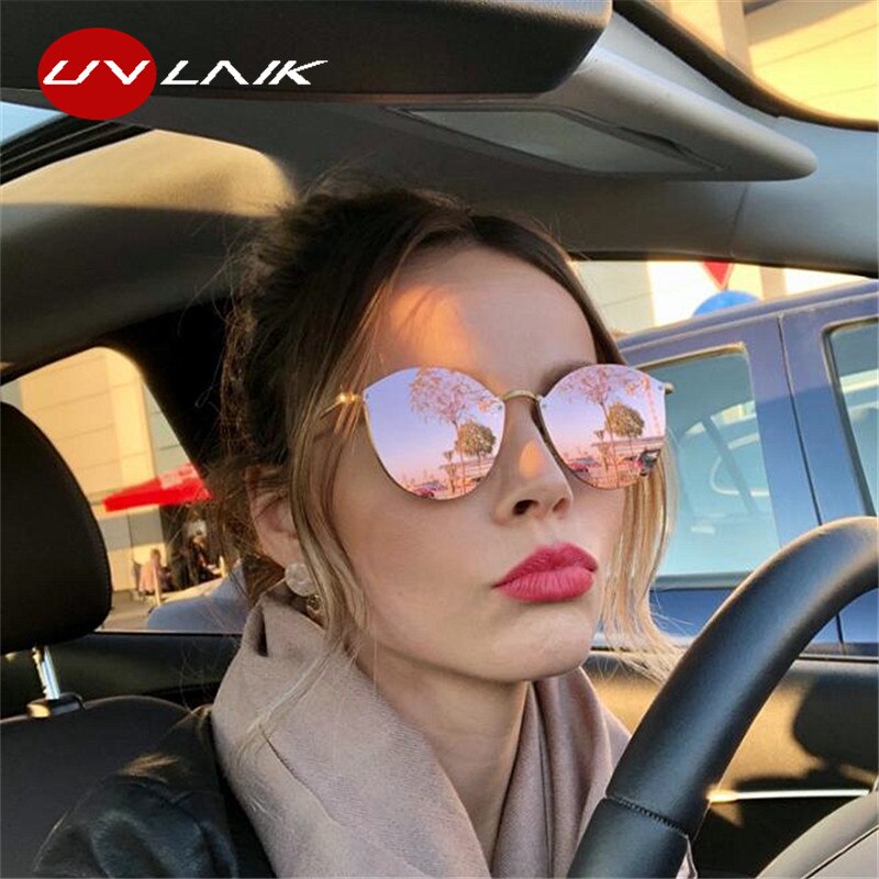 Uvlaik Cat Eye Zonnebril Vrouwen Luxe Randloze Zon Grandado