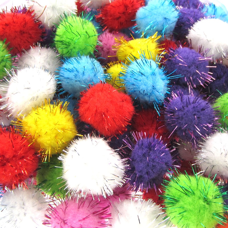 50pcs 3cm Mixed Glitter pompoms soft pom poms ball... – Grandado