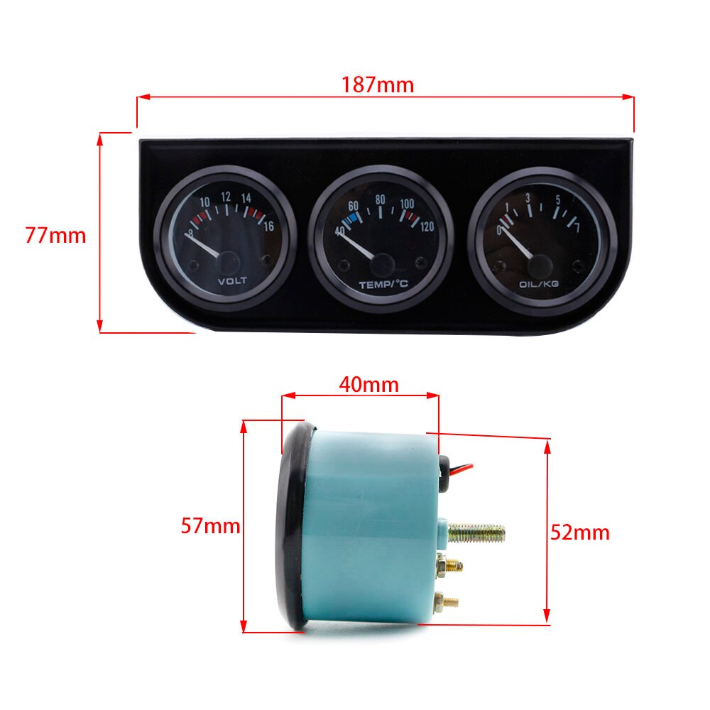 YOMI 52mm Triple Electrial Gauge Kit Water Temp Ga... – Vicedeal
