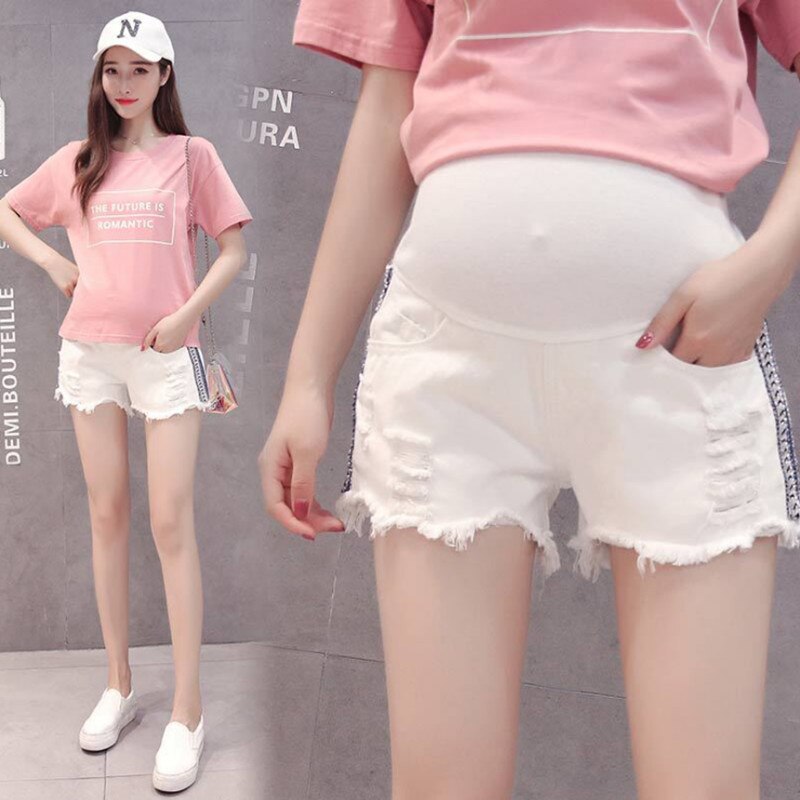 summer pregnancy thin shorts maternity white hole ... – Vicedeal