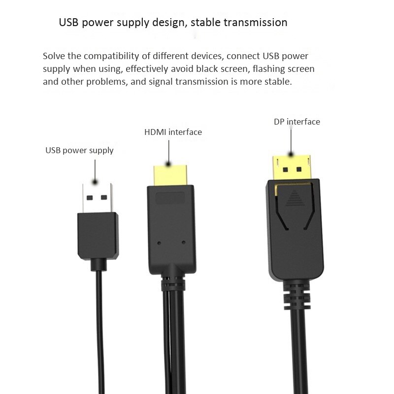 HDMI to DP 4K HD Display Cable HDMI to DisplayPort... – Vicedeal