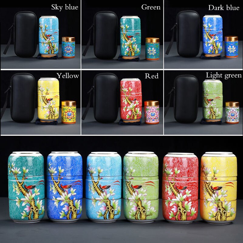 Travel Tea Set Carrying Case Enamel Quick-Pass Cup... – Grandado