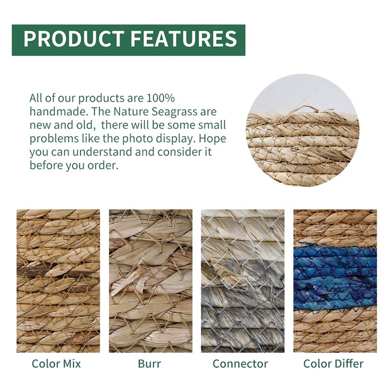 Seagrass Plant Basket Set of 3 Woven Basket Indoor... – Vicedeal