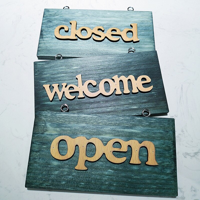 Vintage Blue Wood Poster Wooden Open Closed Welcom... – Grandado