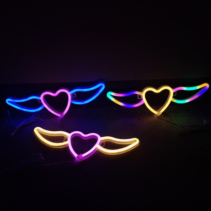 Led Neon Licht Liefde Hart Met Vleugels Vorm Neon ... – Vicedeal