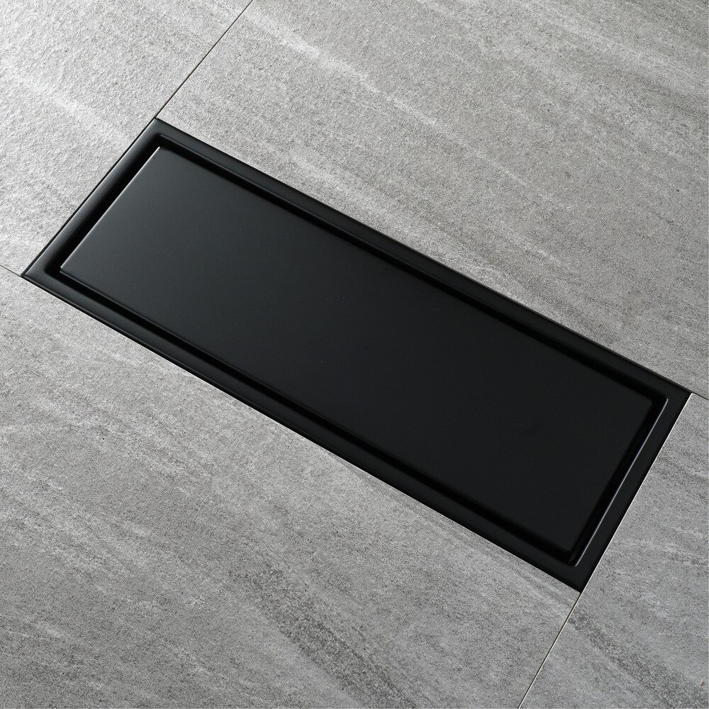 Matte black invisible 30x11cm floor drain 304 stai... – Grandado