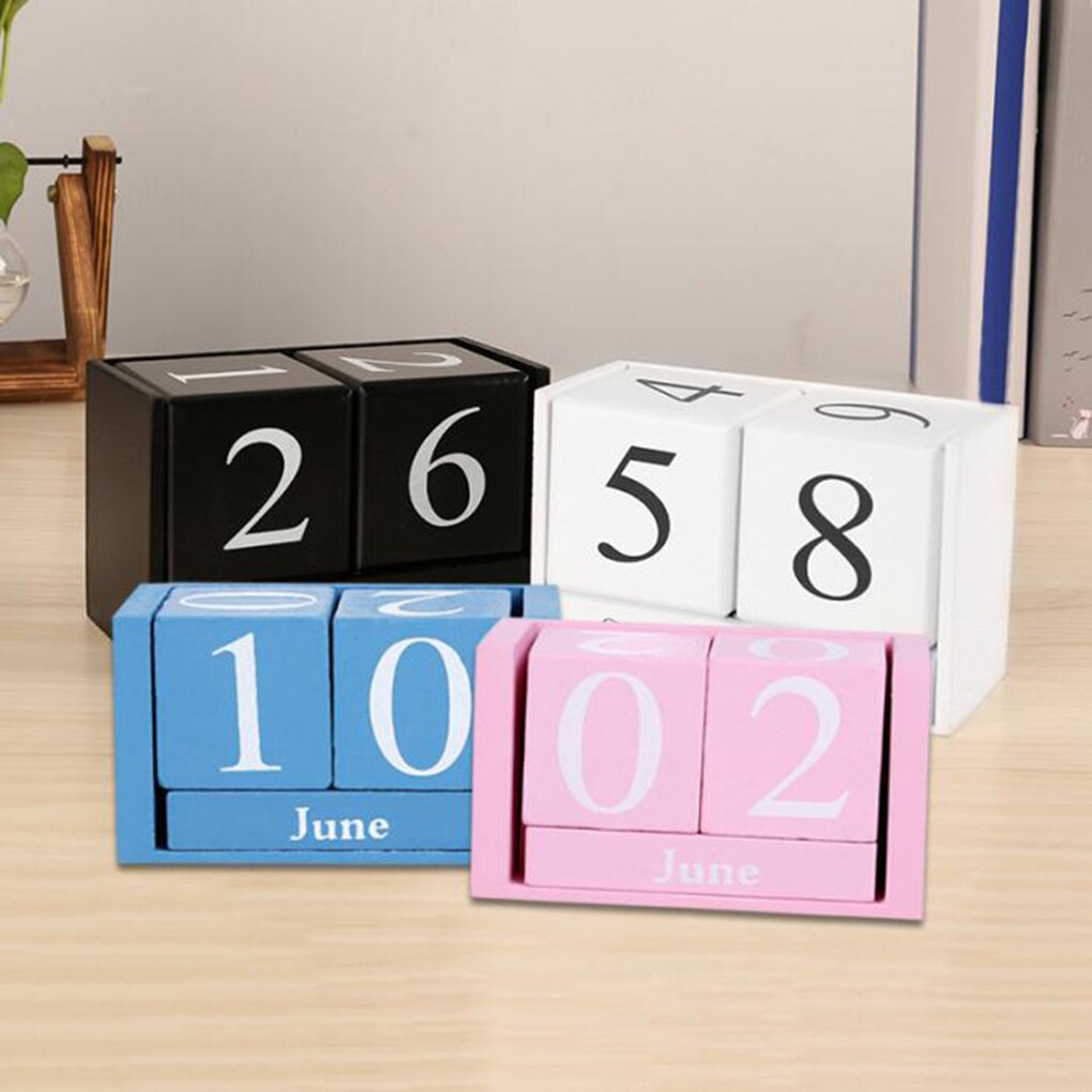 Vintage Desktop Wooden Cube Block Calendar Home Of... – Vicedeal