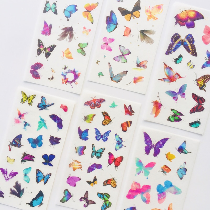 6 Sheets Butterfly Decorative Adhesive Stickers De... – Grandado