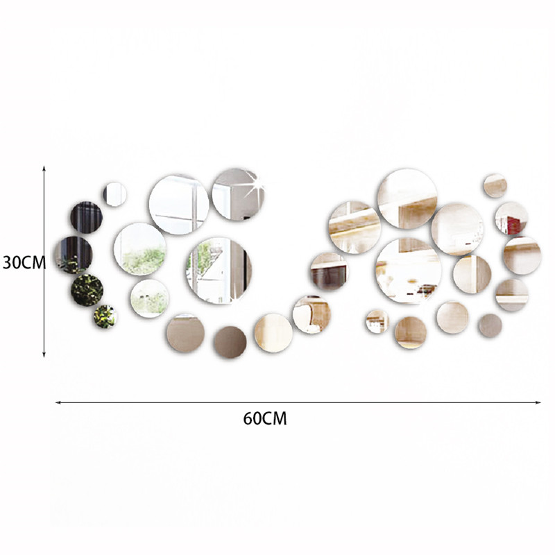 28 circles Frame Mirror Surface Wall Stickers Chil... – Grandado