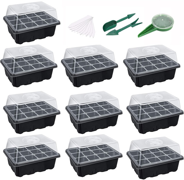 10 Pack Seed Starting Trays 12 Cells Insert House ... – Grandado