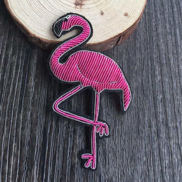 Flamingo Zijde Emboridered Patch Broche Indian Zij... – Grandado