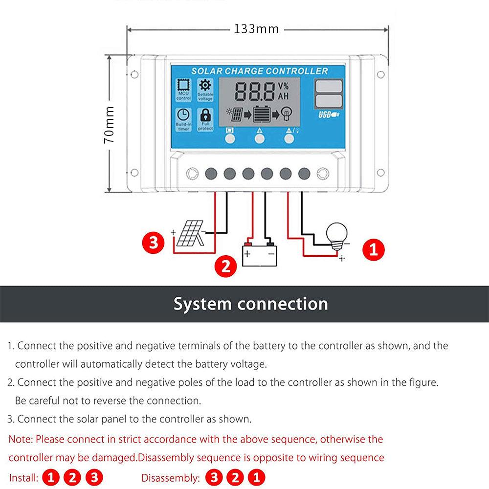 PWM Dual Usb Solar Laderegler PWM Controller Lcd H... – Grandado