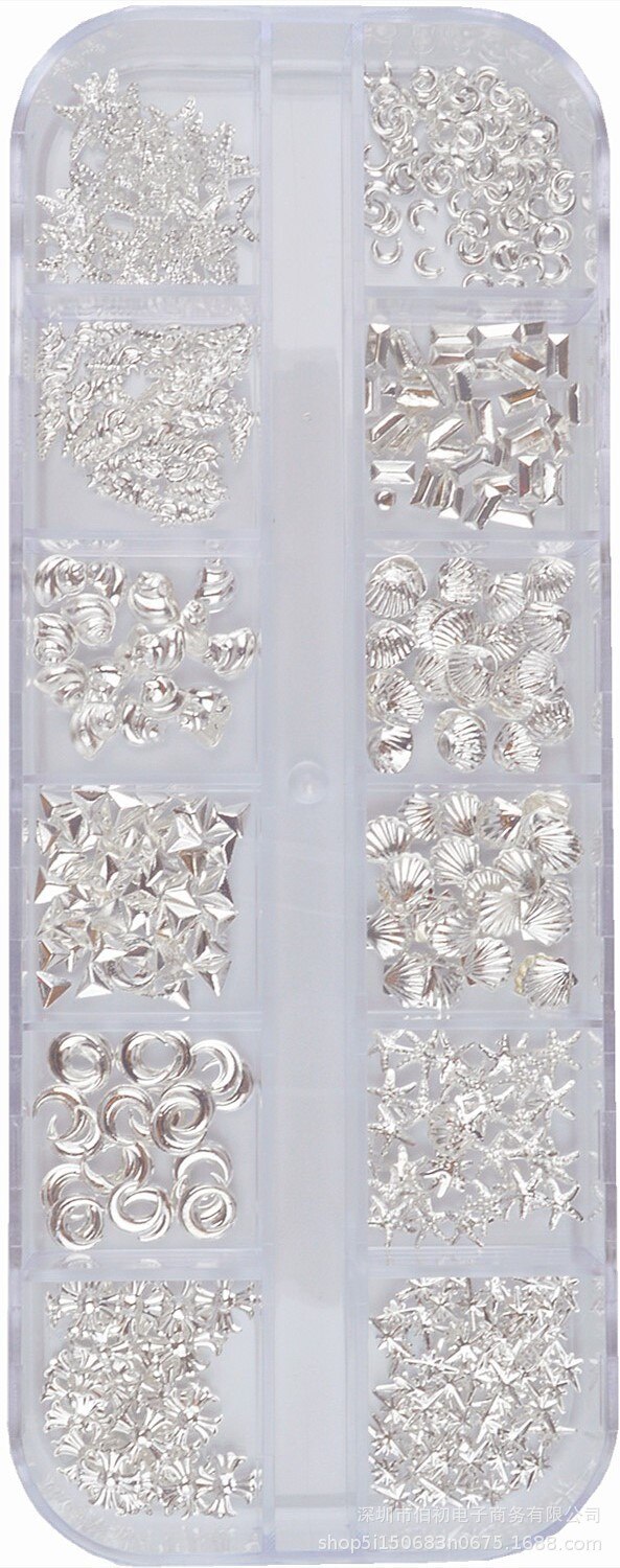 12Grids/Box Nail Mixed Multi-Shapes 3D DIY Hollow ... – Vicedeal