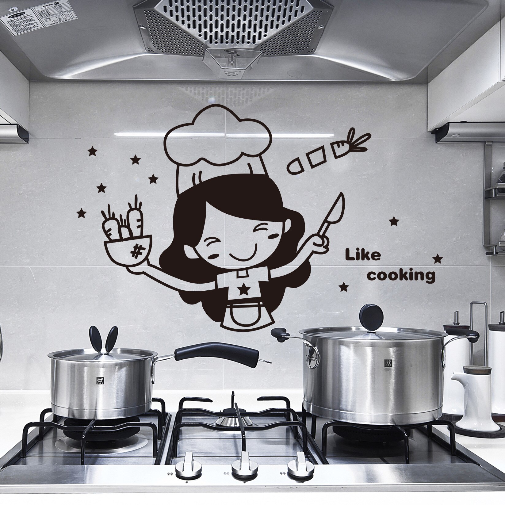 Kitchen Wall Stickers Cute Chef Cooking DIY Wall R... – Grandado