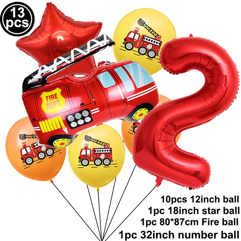 13pcs Fireman Foil Balloon Fire Truck Foil Balloon... – Grandado