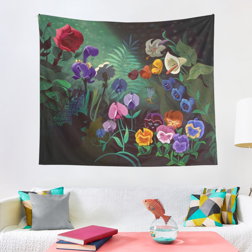 Plant illustration tapestry botanical Wildflower T... – Grandado