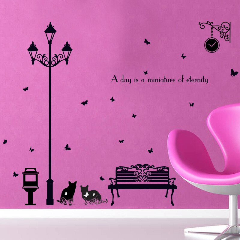Street lamp leisure chair wall sticker PVC Materia... – Vicedeal