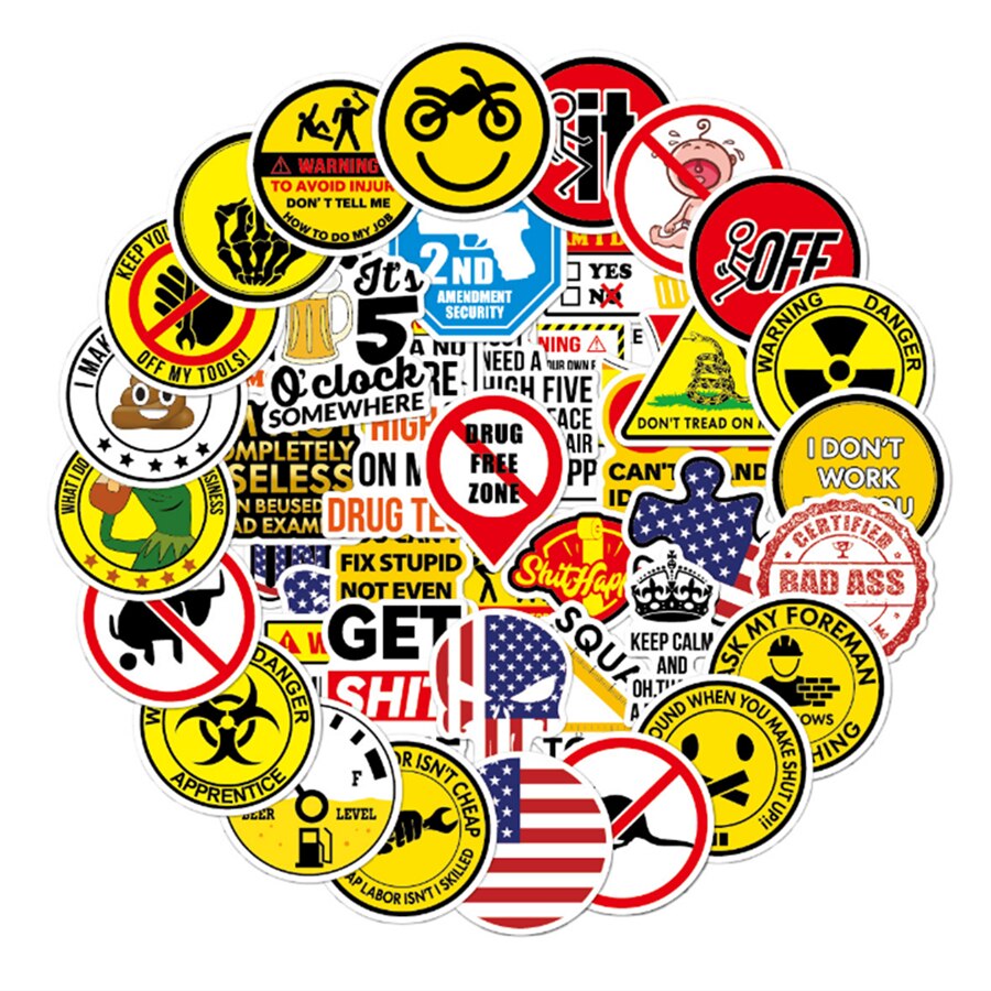Warning Sign Stickers 50 PCS Cute Cartoon Warning ... – Grandado