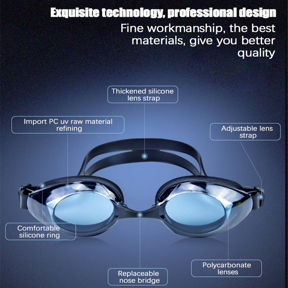 Men Swimming Goggles Anti Fog Uv Nose Bridge Adjus... – Vicedeal