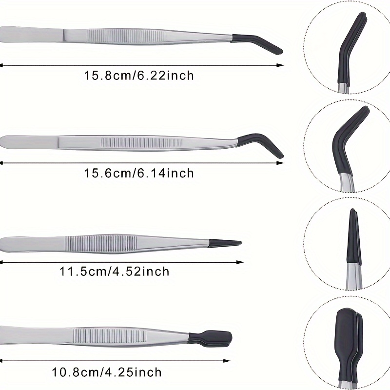 1/2/4pcs Tweezers With Rubber Tips Tweezers Rubber... – Grandado