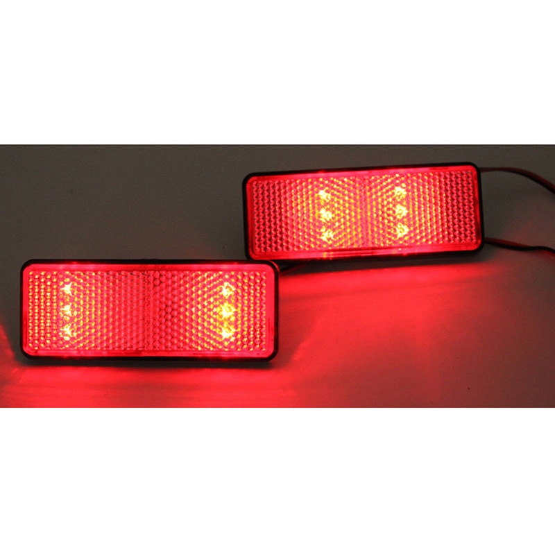 1X Red Motorcycle Led Reflector Rechthoek Licht Un... – Grandado