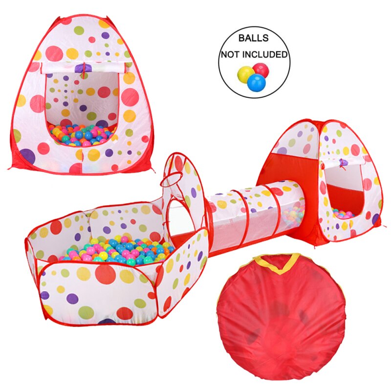 3pcs Color Polka Dot Children's Game Tent Crawl Tu... – Grandado