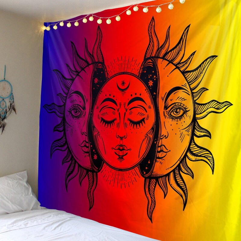 Wall Art Sun Moon Mandala Tapestry Hanging Celesti... – Grandado
