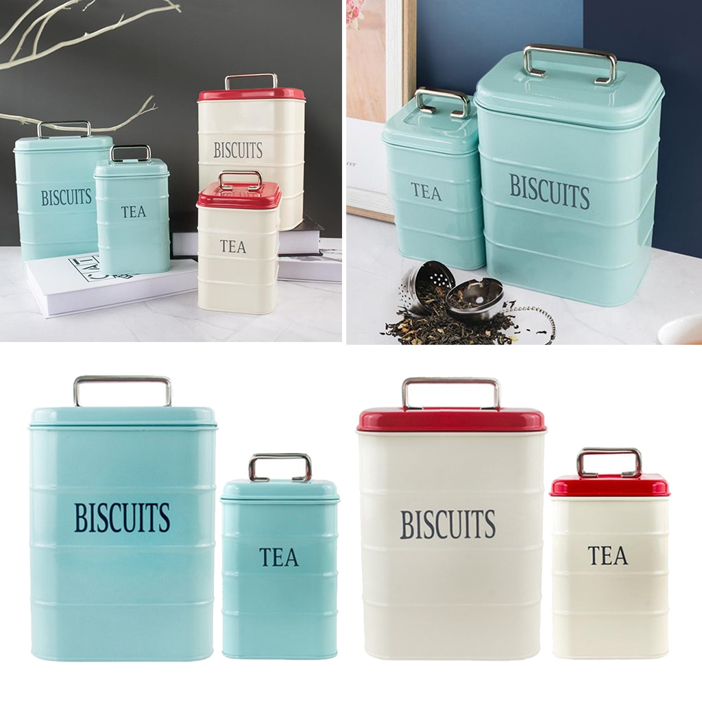 2PACK Metal Tin Storage Box Kitchen Tea Coffee Can... – Grandado