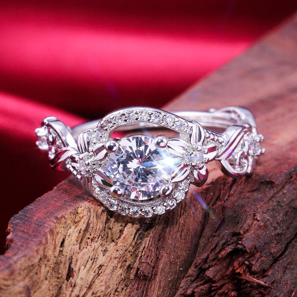 Huitan Classic Vintage Plant Ring Romantic Leaf&Ch... – Grandado