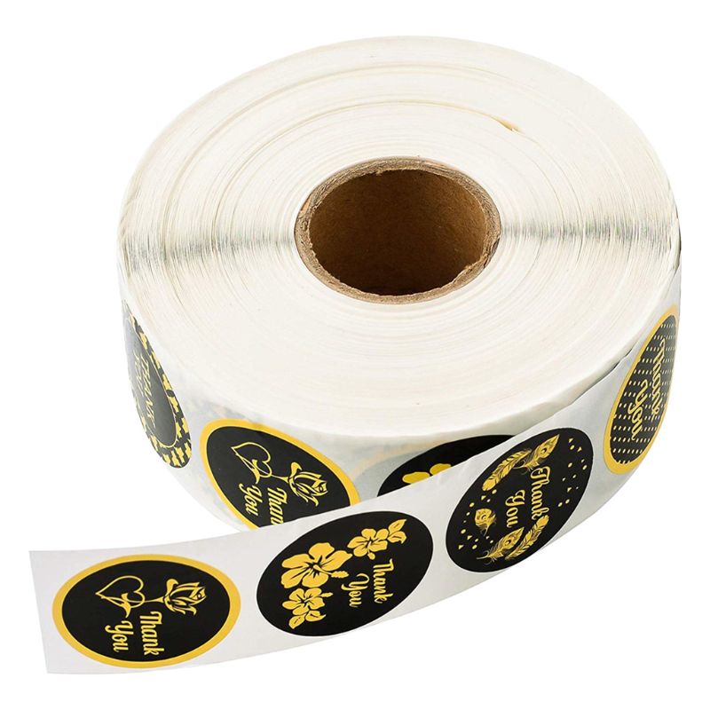 500Pcs 5 Ontwerpen Dank U Stickers Goud Folie Seal... – Grandado