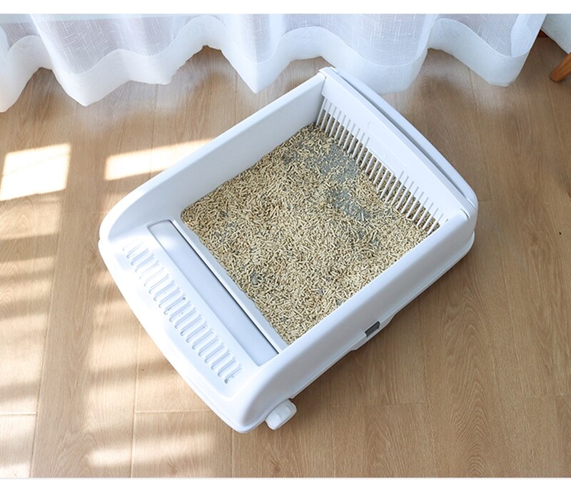 Semi-automatic litter box Cat Litter Box Pet Toile... – Grandado