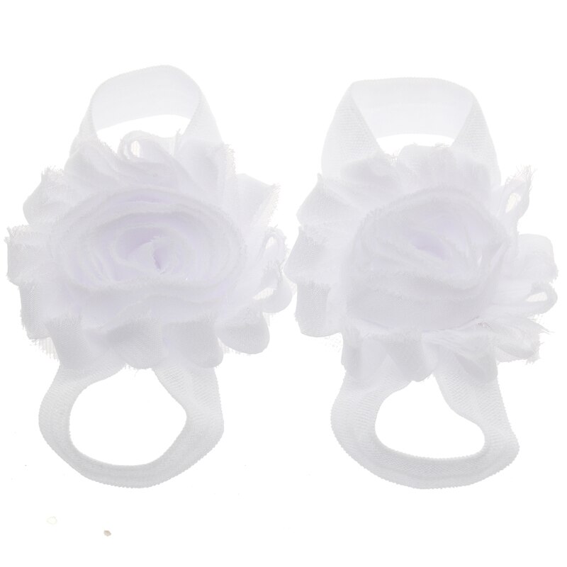 Baby Girls Shabby Chic Flower Barefoot Sandals New... – Grandado