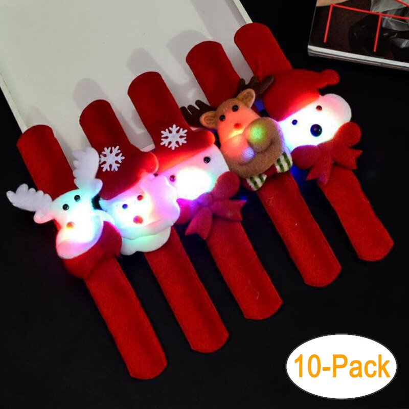 10Pack Christmas LED Light Up Slap Bracelet Brooch... – Vicedeal