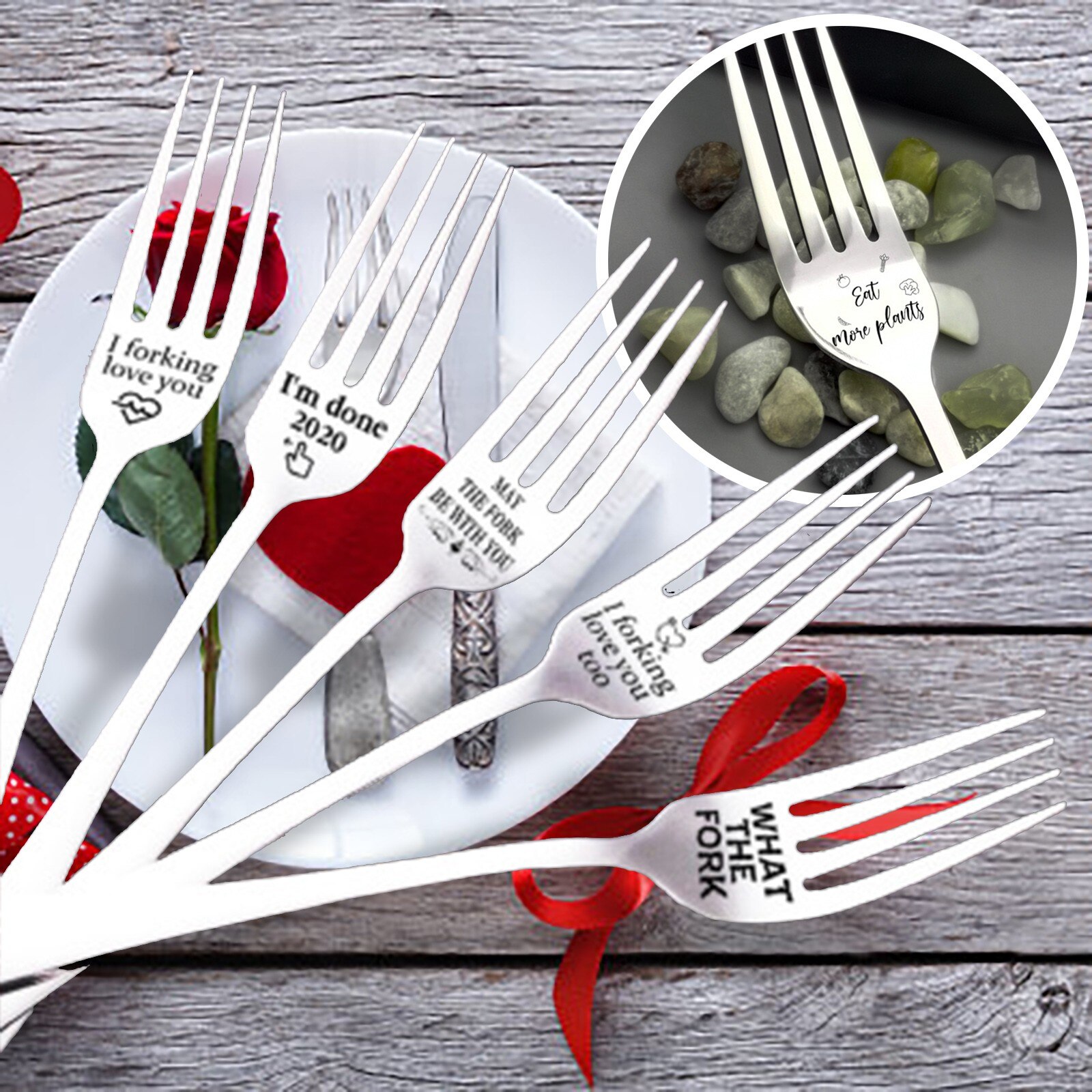 Letter Print Forks Engraved Fork-best For Husband ... – Grandado