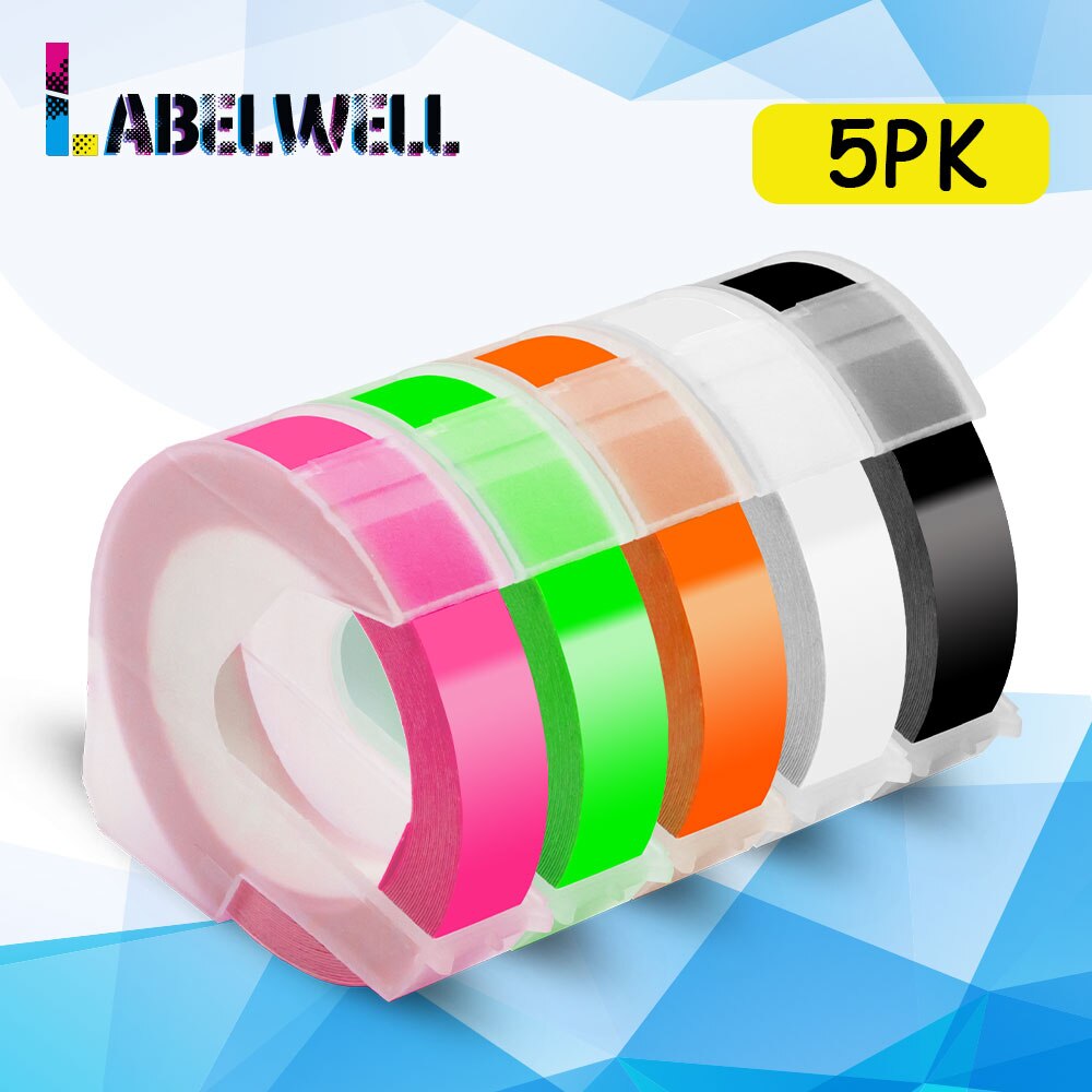Labelwell 5PK 9mm Plastic 3D Embossing label tapes... – Grandado
