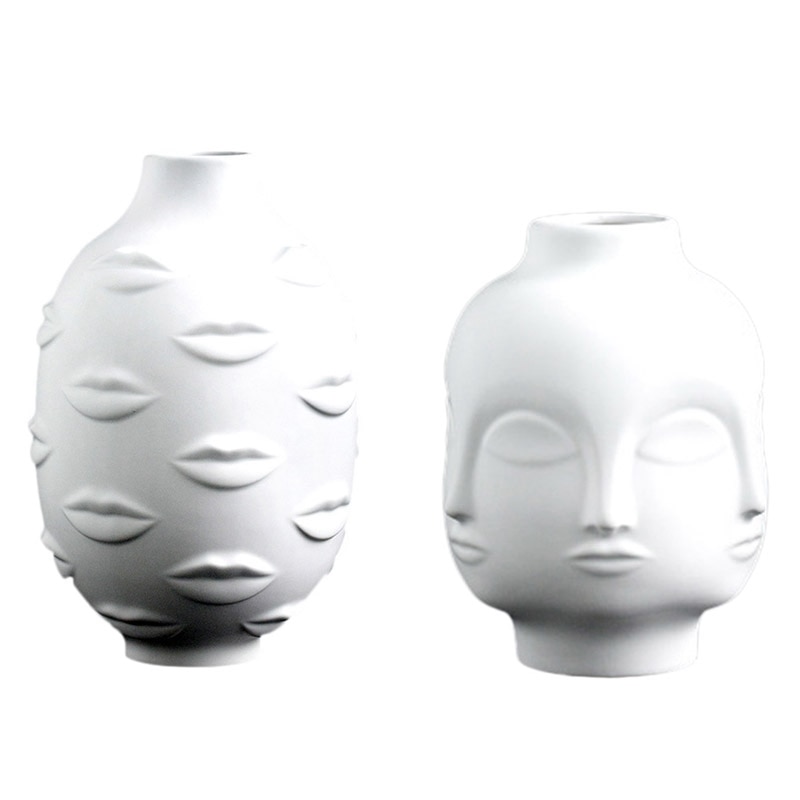 vase 3D Art People Face Vase White Nordic Ceramic ... – Grandado