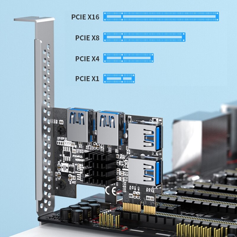 PCIE Converter PCI-Express 1 to 4 Adapter Card USB... – Grandado