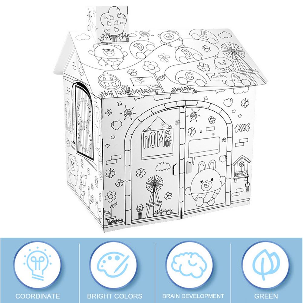 DIY Large Cardboard Coloring Crafts Play House Pro... – Grandado