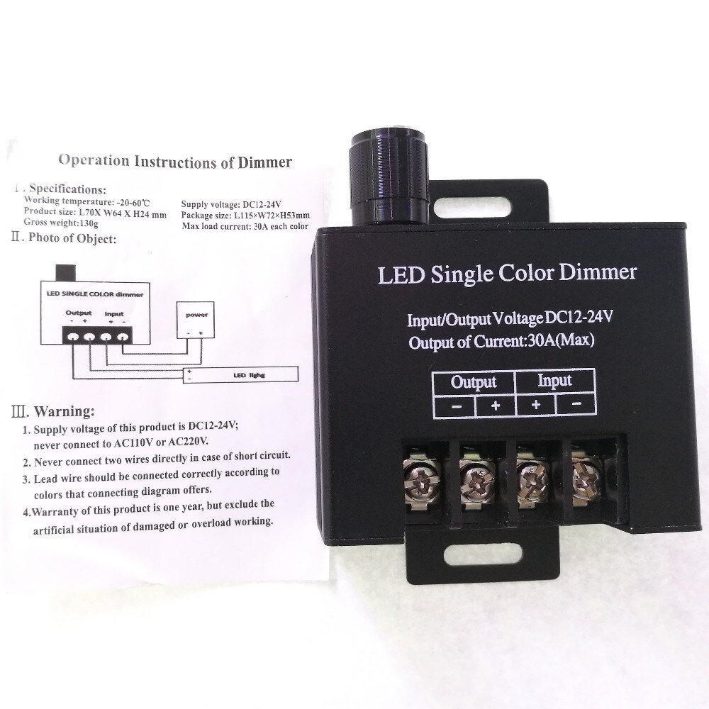 Black LED Dimmer Switch DC 12V 24V 30A Adjustable ... – Vicedeal